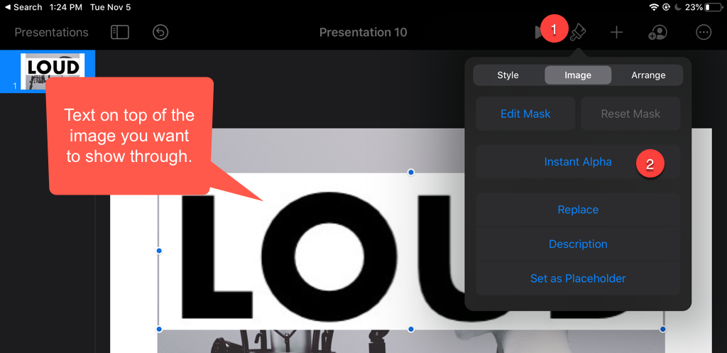 Mask Text In Keynote On The IPad